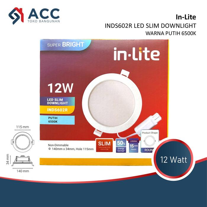 Jual InLite Lampu LED Panel Plafon Slim Downlight 12W 12 Watt INDS602R ...