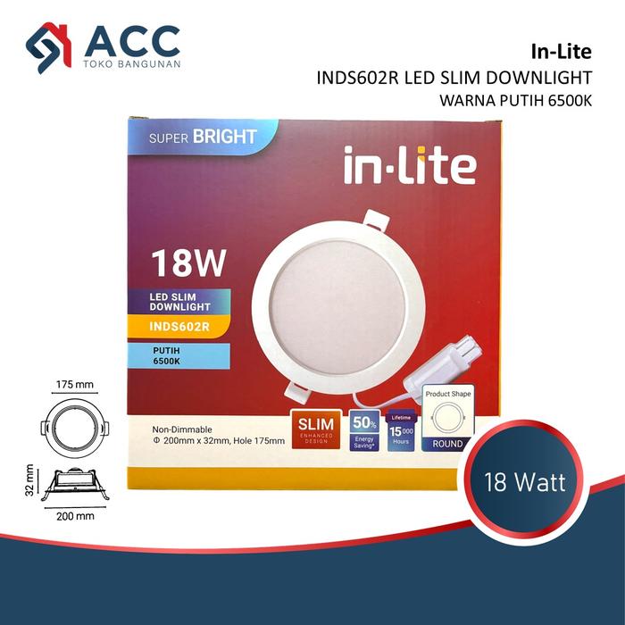 Jual InLite Lampu LED Panel Plafon Slim Downlight 18W 18 Watt INDS602R ...