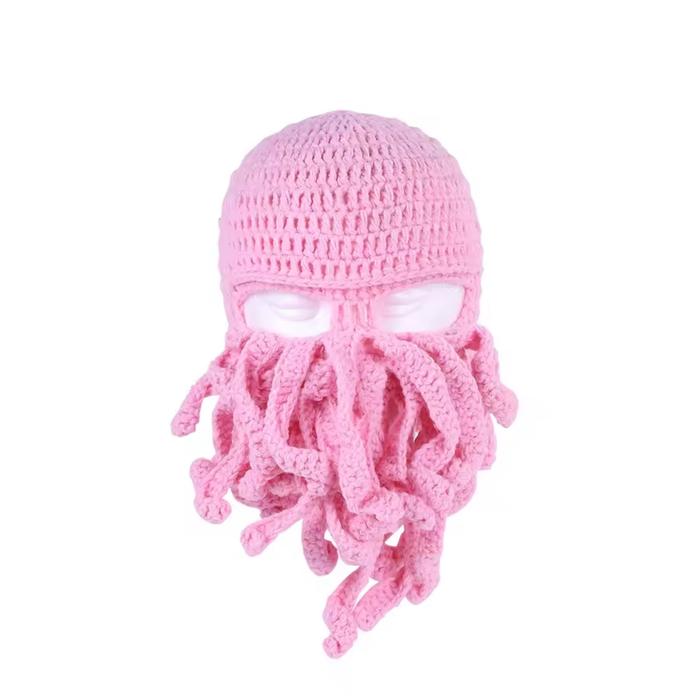Jual Handmade Knit Funny Hats Tentacle Octopus Beanie Hat Cap Wind Mask ...
