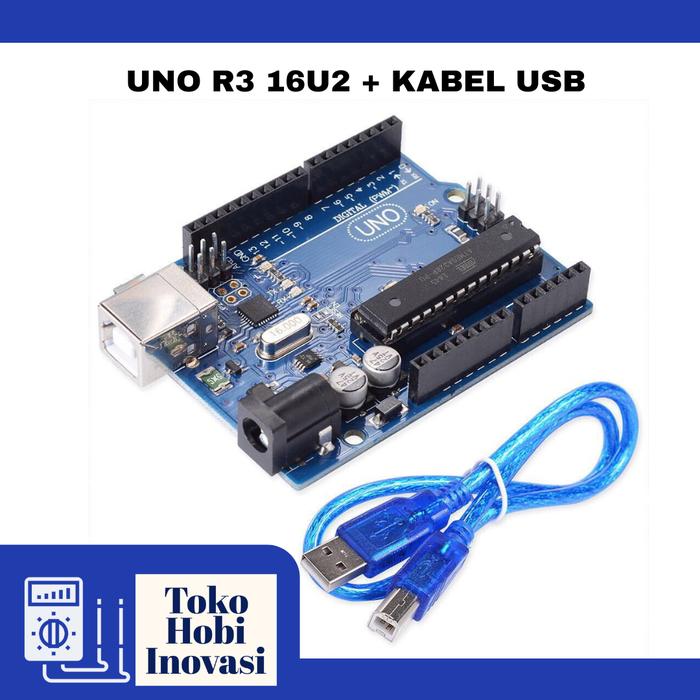 Jual UNO R3-ARDUINO UNO ATMEGA328P DIP 16U2 VERSION - Dengan Kabel ...