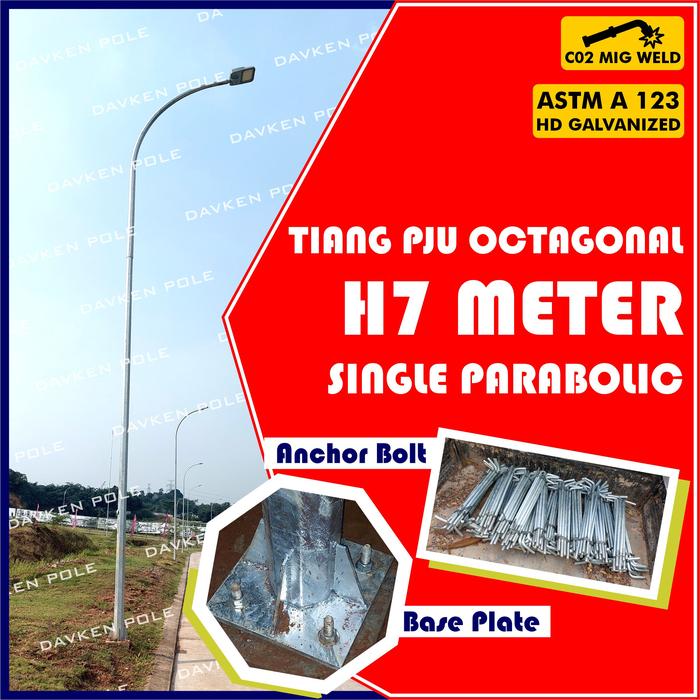 Jual Tiang PJU Octagonal 7 Meter Paraball Single HD Galvanized 28 120 ...
