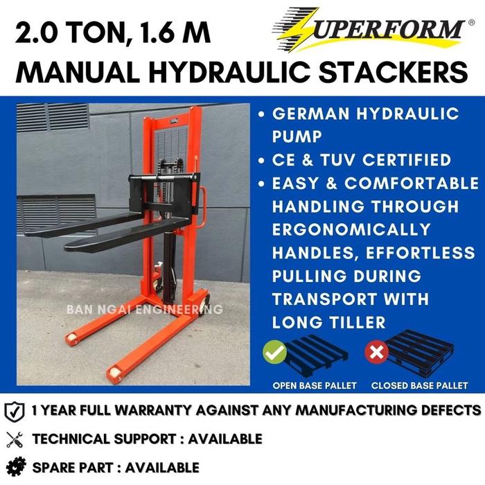 Jual Hand Stacker ADA LOCK 2 ton 2000 kg Manual Superform MHS20 1600 mm ...