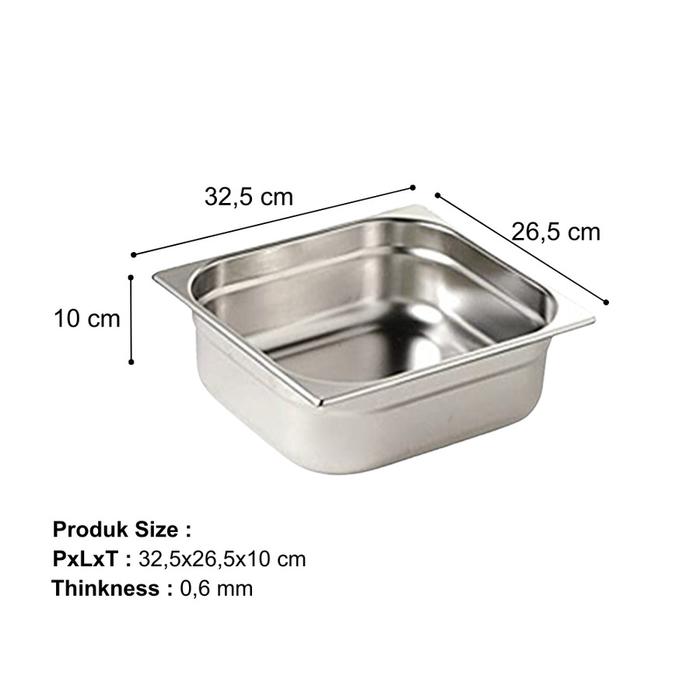 Jual Gastronom Food Pan | GN Pan 1/2 325x265 mm Stainless Steel - 20mm - Kab. Tangerang ...