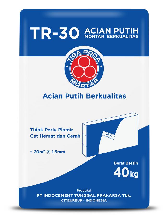 Jual MORTAR TIGA RODA TR-30 ACIAN PUTIH 40kg - Jakarta Barat - Catbagus | Tokopedia