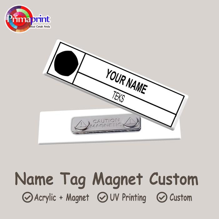 Jual Name Tag Dada Custom Akrilik Magnet Peniti UV Printing | Print ...