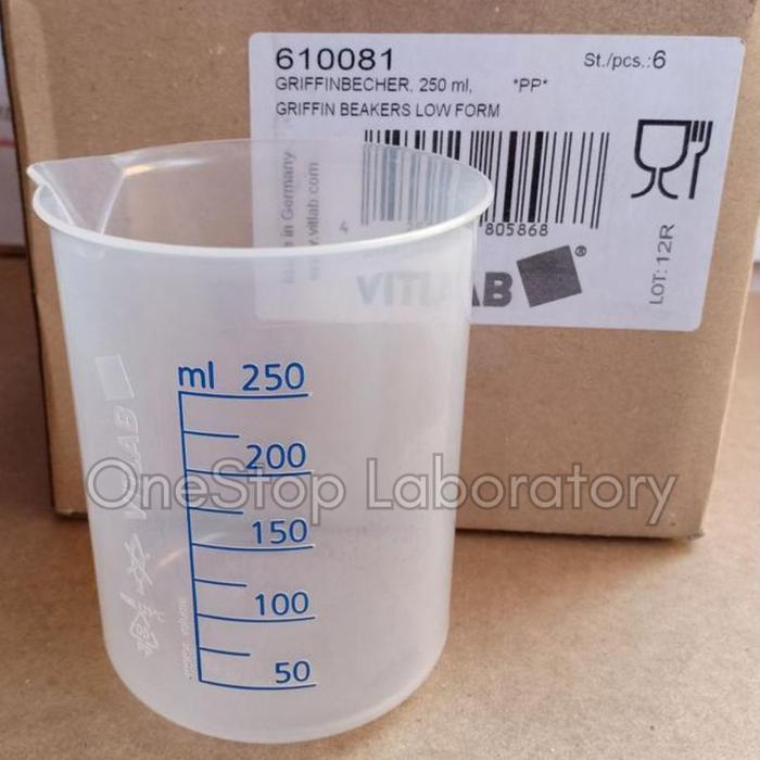 Jual VITLAB Beaker Plastik PP 250 ML Gelas Piala Kimia PP - Kab. Bekasi ...