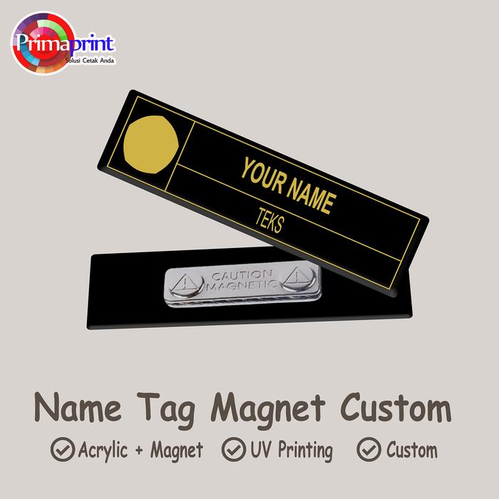 Jual Name Tag Dada Custom Akrilik Magnet Peniti UV Printing | Print Cetak Papan Nama Desain - D ...