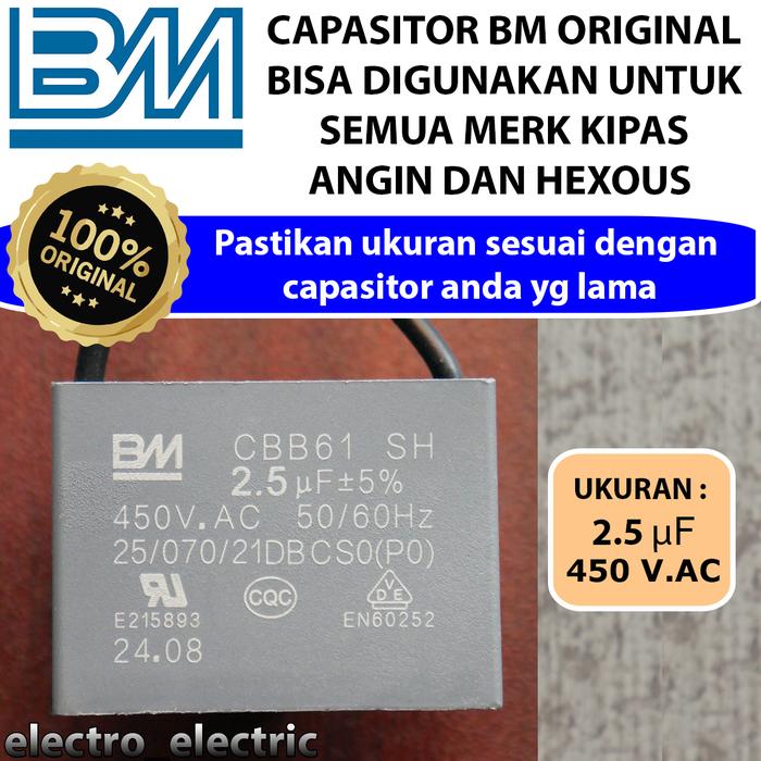 Jual BM Kapasitor Kipas Angin & Hexos Original 100% untuk Semua Merk ...