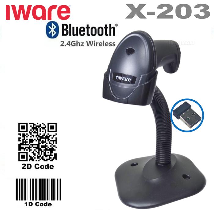 Jual 2D IWARE X-203 WIRELESS BARCODE SCANNER BLUETOOH+2.4G QR CODE-E ...