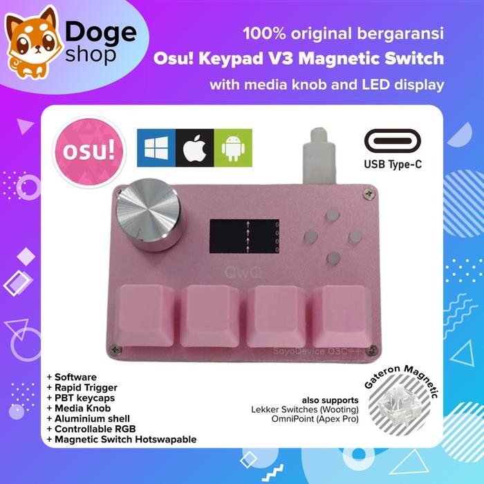 Jual Osu! Nono V3 Keyboard Gateron Magnetic Sayobot Sayodevice O3C Rapid Trigger LED Display ...