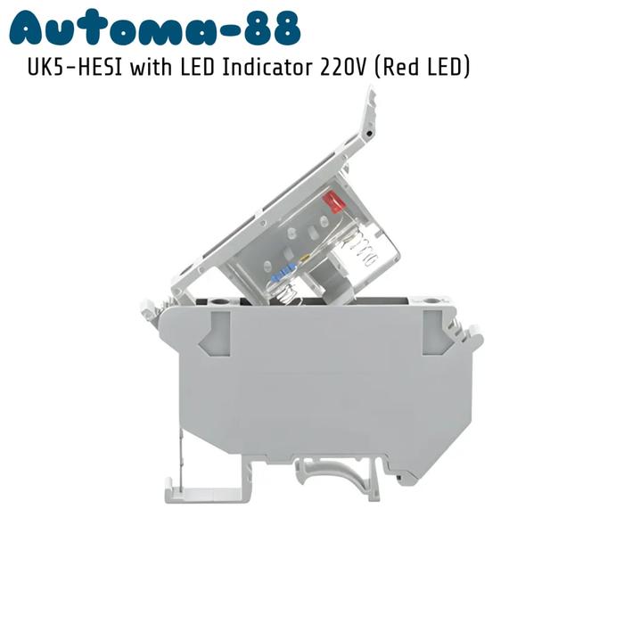 Jual UK5-HESI-LED Fuse Terminal Block Din Rail (0.2~4mm) GRAY indicator - 220V Led Merah - Kab ...
