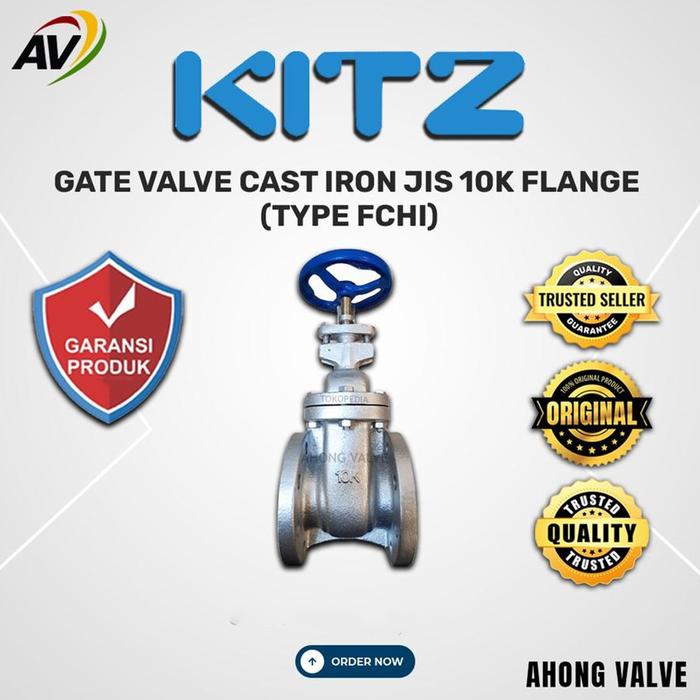 Jual GATE VALVE JIS 10K FLANGE KITZ BESI CAST IRON MERK KITZ ORIGINAL TYPE FCHI - UKURAN (1-1/2 ...