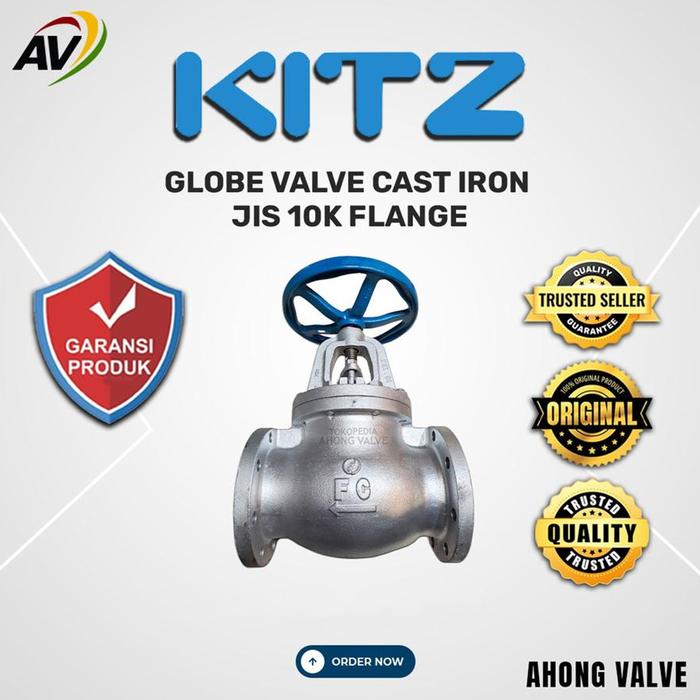 Jual GLOBE VALVE KITZ JIS 10K FLANGE BESI CAST IRON MERK KITZ ORIGINAL - UKURAN (1-1/2") (2") (2 ...