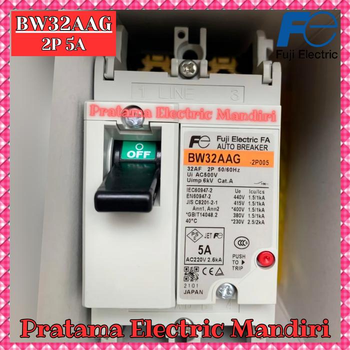 Jual FUJI ELECTRIC MOLDED CASE CIRCUIT BREAKER MCCB NFB BW32AAG 2P 3A ...