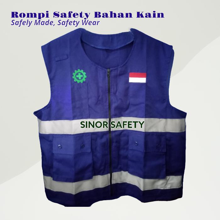 Jual Rompi Safety Vest Kain Tebal 2 Kantong Dan Zipper - Biru - Kab ...