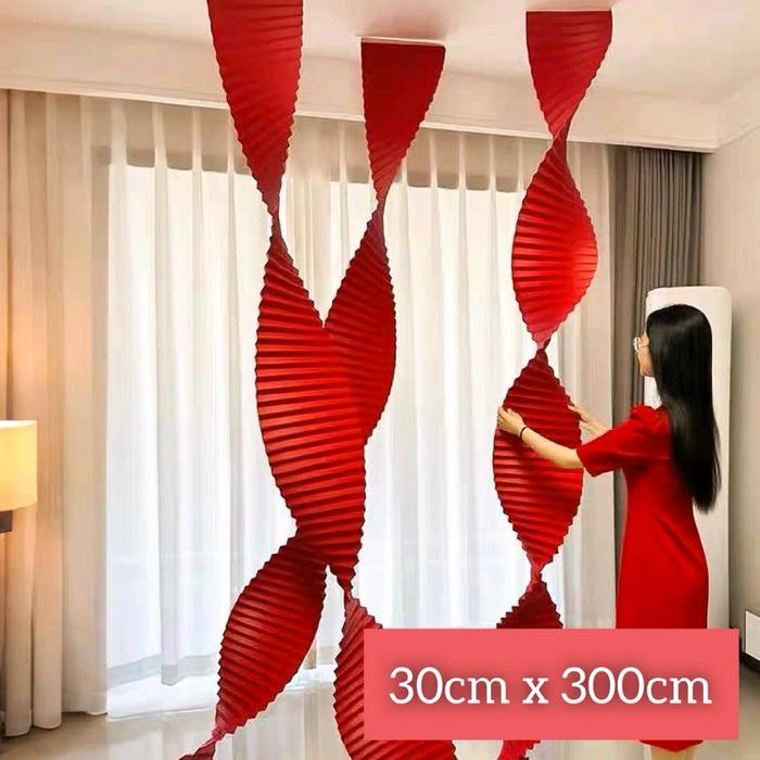 Jual dekorasi hiasan Imlek kekinian ulir kertas merah - 30cm×300cm ...