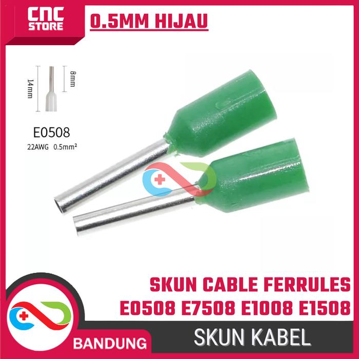 Jual Skun Kabel Ferrules E0508 E7508 E1008 E1508 0.5mm 0.75mm 1mm 1.5mm – Skun Kabel Tusuk Warna ...