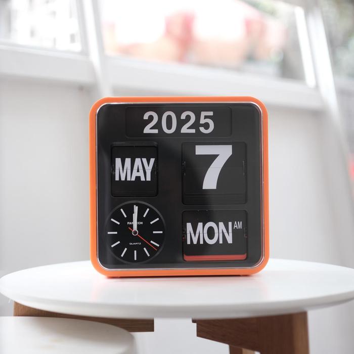 Jual FARTECH Auto Calendar Flip Clock Jam Dinding Kalender Otomatis ...