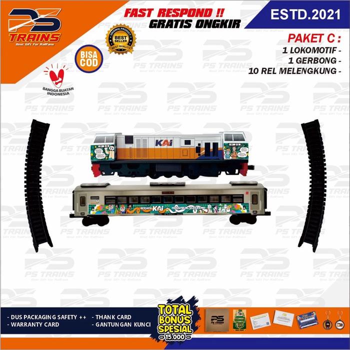 Promo [ MESIN EKSKLUSIF ] Mainan Kereta Api Indonesia CC206 Rangkaian ...