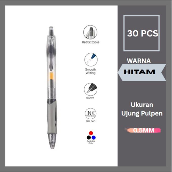 Promo (BISA COD) 12-50 Pulpen Gel Retractable Pena Gel 0.5 MM GP-265 Q ...