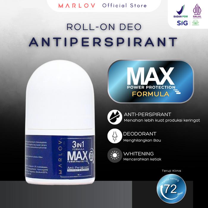 Promo [CREATOR EXCLUSIVE] MARLOV Antiperspirant Deodorant Whitening Roll On 3 in 1 Formula 25ml ...