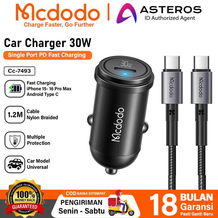 Jual MCDODO Car Charger Mobil Fast Charging 75W Dual Port USB + Type C ...