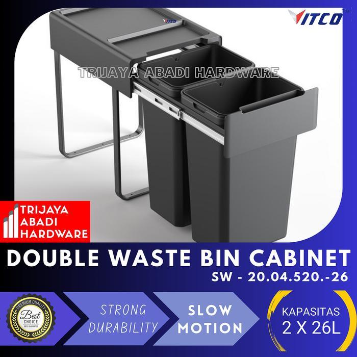 Jual PREMIUM Vitco 52L / 62L Waste Bin Double Grey - Slow Motion Tempat ...