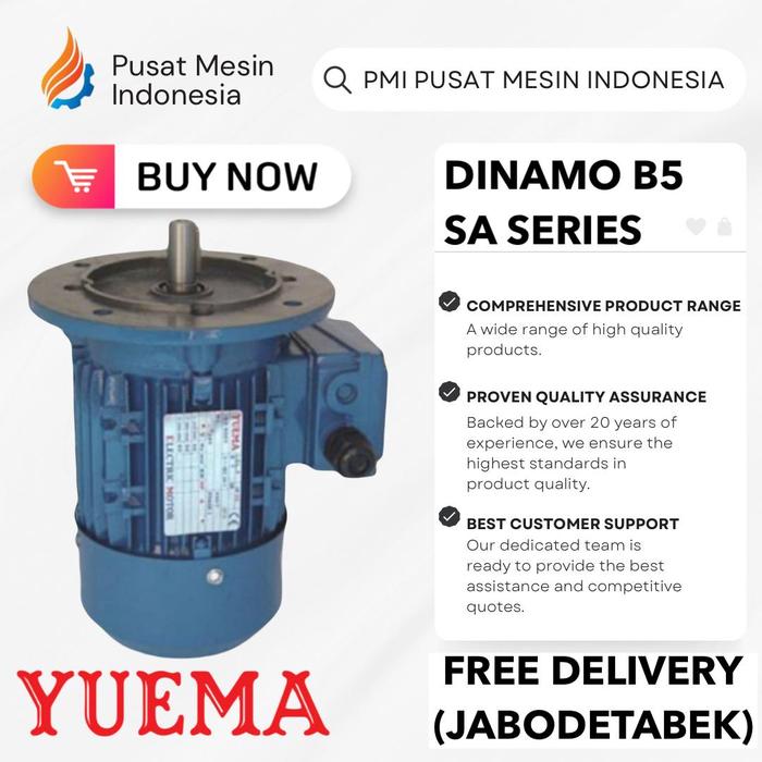 Jual ELEKTRO MOTOR YUEMA SA 2P 0,5KW 0,75HP 3PHASE 380V B5/ DINAMO ...