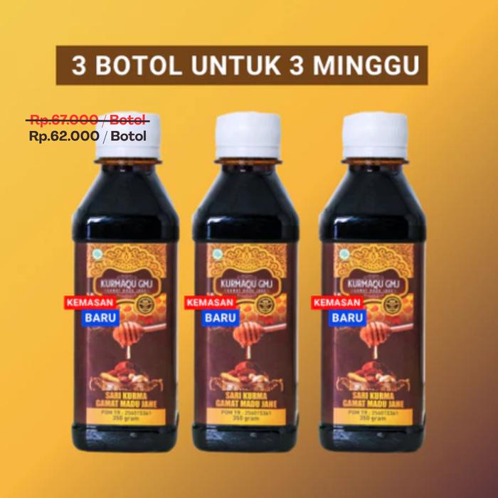 Jual Sari Kurma Kurmaqu Madu Kurma Plus Gamat dan Jahe - PAKET 3 BOTOL ...