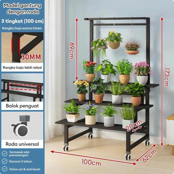 Promo Rak Tanaman Stainless steel 4 Susun Rak Bunga Serbaguna Rak Pot ...