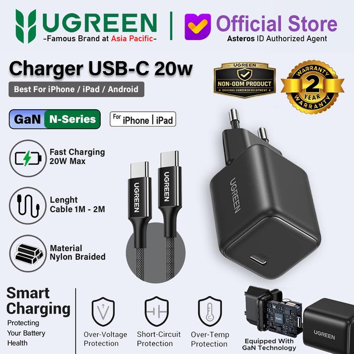 Jual UGREEN Charger iPhone 17 16 15 Pro Max PD Type C Fast Charging 20w ...