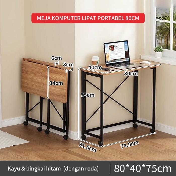 Jual COD Meja Lipat Meja belajar Dengan Roda Meja Kantor Meja Laptop ...