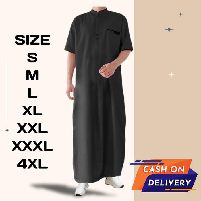 Jual Jubah Gamis Pria Dewasa Sampai Big Size Lengan Pendek model 2025 - hitam, 7XL - Kab ...