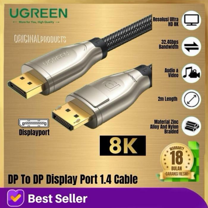 Jual Ugreen Displayport 1.2 to DP Display Port braid cable 2M 60Hz 4K ...