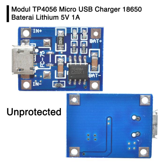 Jual Modul TP4056 Micro USB Charger 18650 Baterai Lithium 5V 1A ...