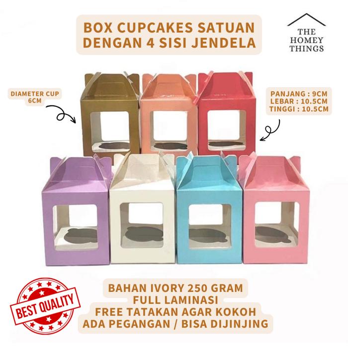Promo BOX CUPCAKE SATUAN POLOS / POLKADOT DENGAN LAMINASI DUS CUPCAKE ...