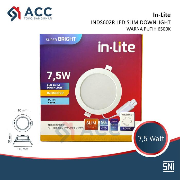 Jual INLITE INDS602R SLIM DOWNLIGHT 5.5W 7.5W 12W 16W 18W 21W WATT ...