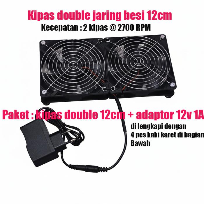 Jual kipas angin jaring besi jejer 12cm 12v DC pendingin cooling cooler ...