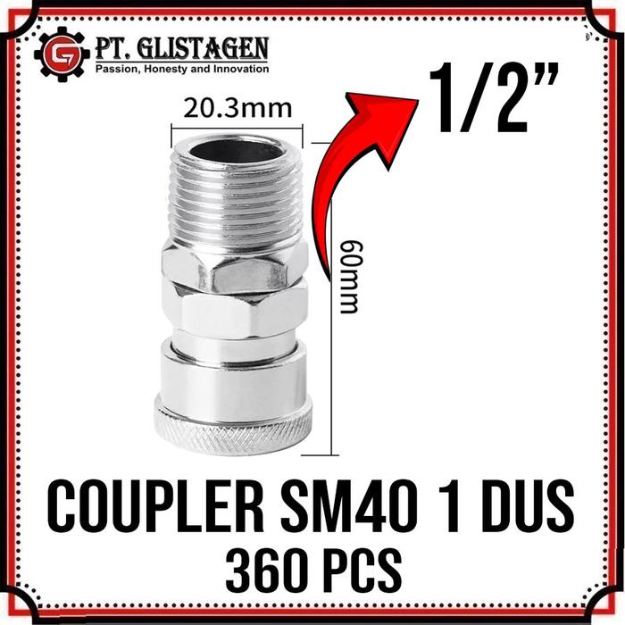 Jual Quick Coupler SM40 1/2 Inch Connector Neple Kompresor Angin 1/2" SM 40 Drat Luar Plug Sm40 ...
