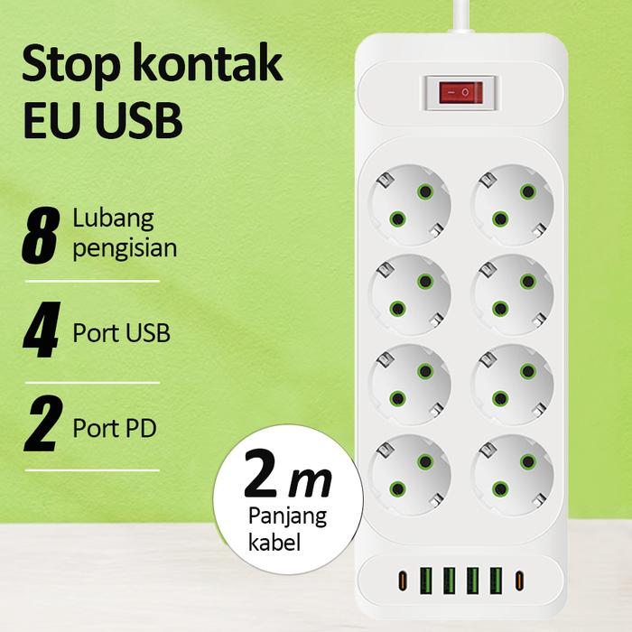 Promo 2500W Power Strip Power Socket Stop Kontak colokan listrik usb ...