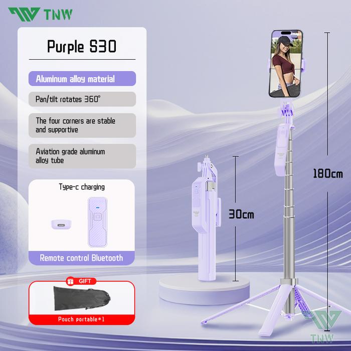 Promo TNW S30 Tongsis Tripod Bluetooth 1.8m Fill light Tongsis Tripod ...