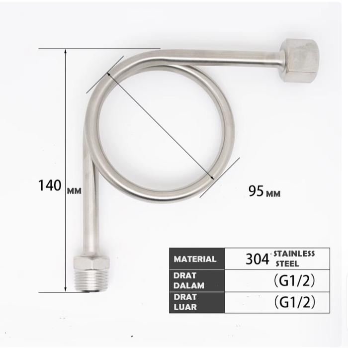 Jual Pipa shipon stainless / Pipa sifon stainless type O drat 1/2" inch ...