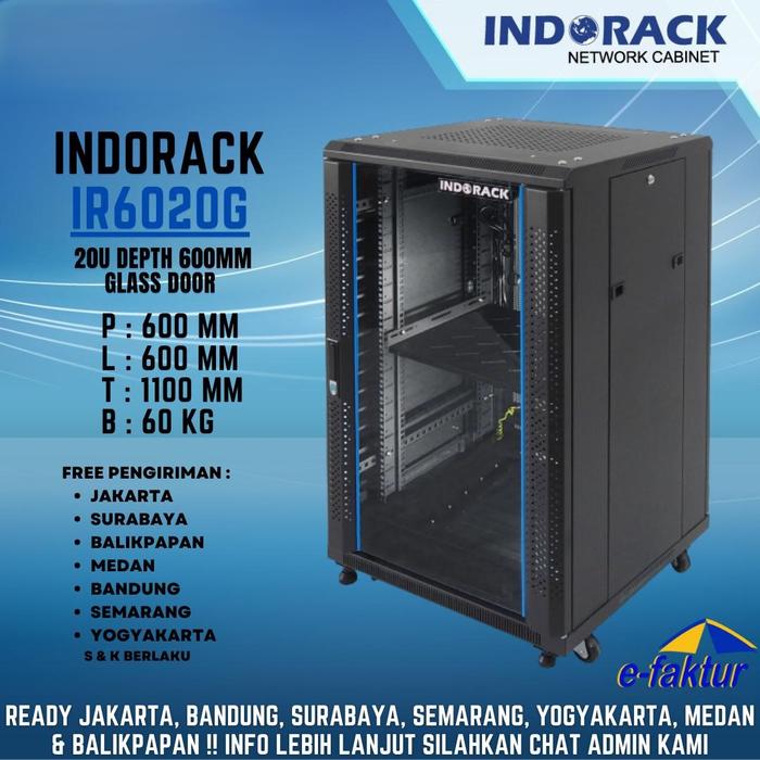 Jual INDORACK CLOSE RACK 20U DEPTH 600MM GLASS DOOR - IR6020G - Jakarta ...