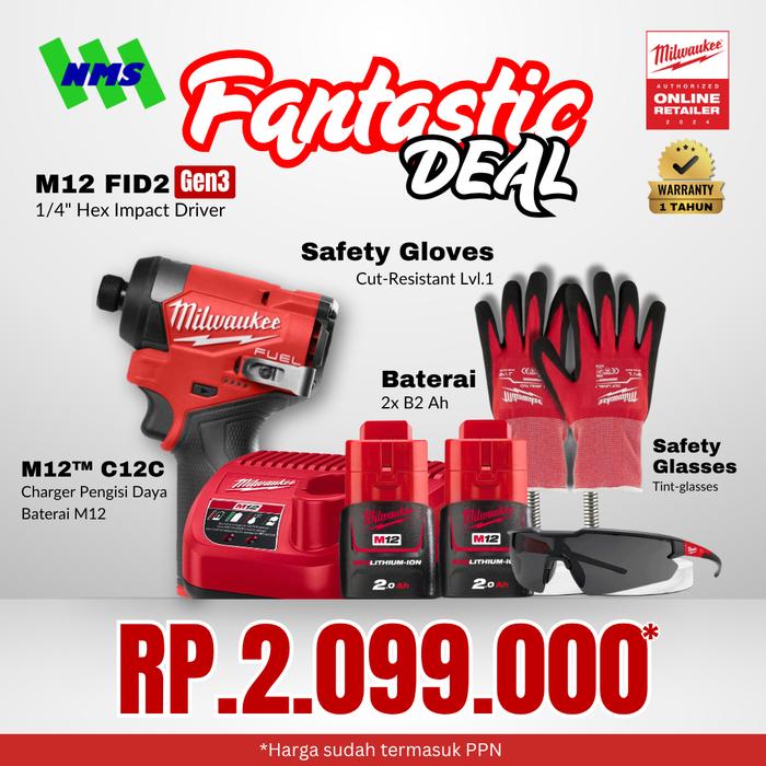 Promo Mesin Obeng Bor Milwaukee M12 FID2-0 Hex 1/4" Compact Impact ...