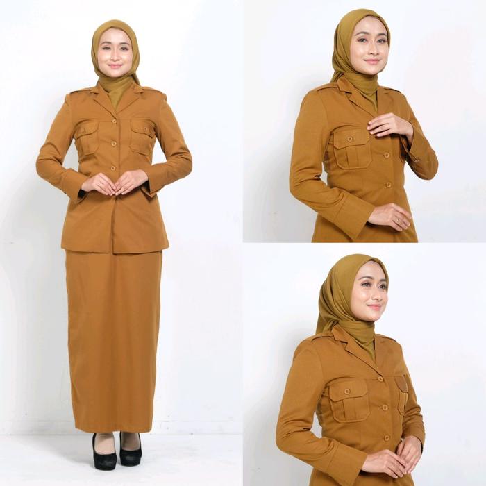 Promo [09] A&Y Blazer Baju Seragam PDH Guru / PNS Wanita Warna Khaki ...