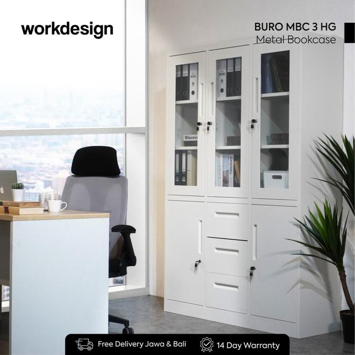 Promo Workdesign Buro MBC 2 Rak Buku Besi / Lemari Arsip Kantor - AVA MBC 3 HG WHITE Cicil 0% 3x ...