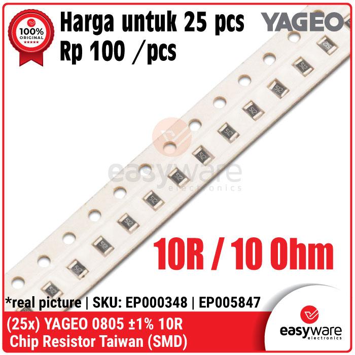 Jual 25pcs YAGEO Resistor Taiwan YAGEO 0805 SMD SMT 1% 10R 100R 220R 330R 510R 1K 1K2 10 Ohm 1 ...