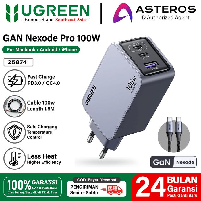 Promo UGREEN Wall Charger 100w Multi Port Nexode Pro GaN Mini Fast ...