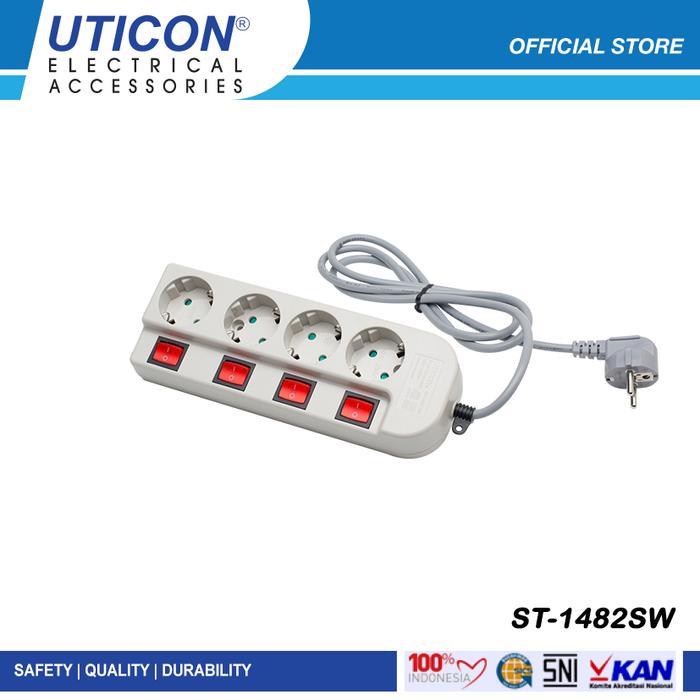 Promo UTICON Stop Kontak 4 Lubang Stopkontak Multi Saklar ST-1482SW ...