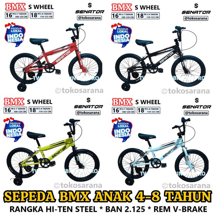 Jual Sepeda Anak Senator S Wheel 16" 18" BMX 4-8 Tahun Ban Segala Medan ...